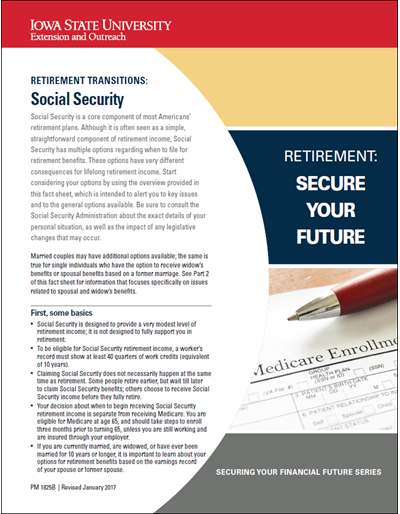 Retirement Transitions: Social Security -- Retirement: Secure Your Future Retirement Transitions: Social Security -- Retirement: Secure Your Future