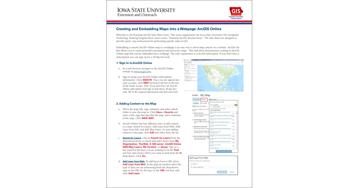 Creating And Embedding Maps Into A Webpage Arcgis Online
