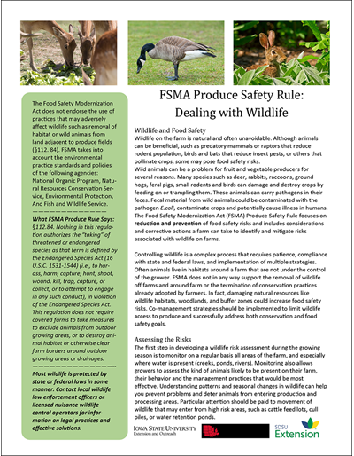 FSMA Produce Safety Rule: Dealing with Wildlife FSMA Produce Safety Rule: Dealing with Wildlife